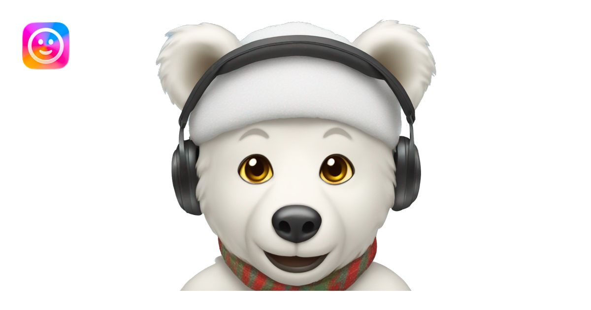 white bear sledding while wearing ear muffs emoji | AI Emoji Generator