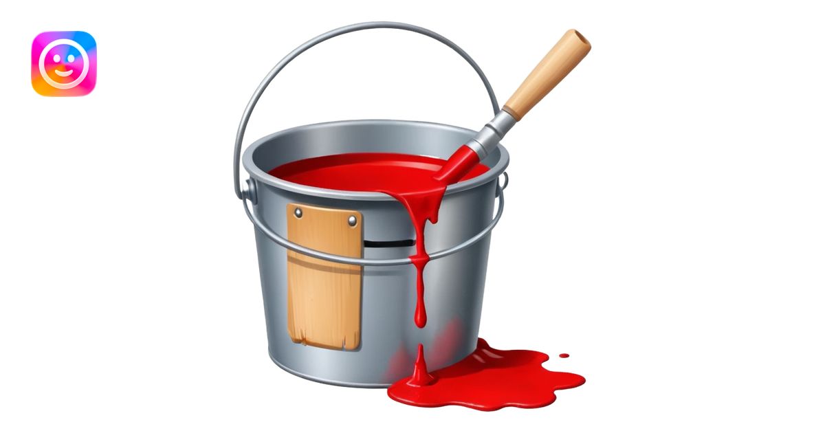 paint bucket, only bucket, spilled paint, red color emoji | AI Emoji ...