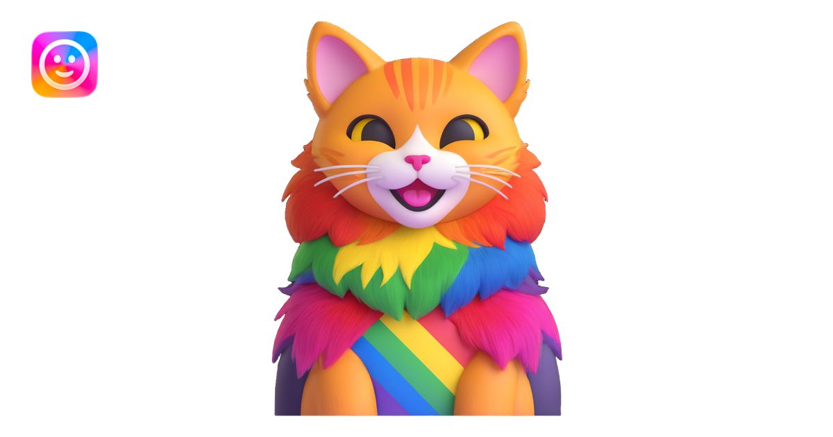 a happy cat with pride flag colors emoji | AI Emoji Generator