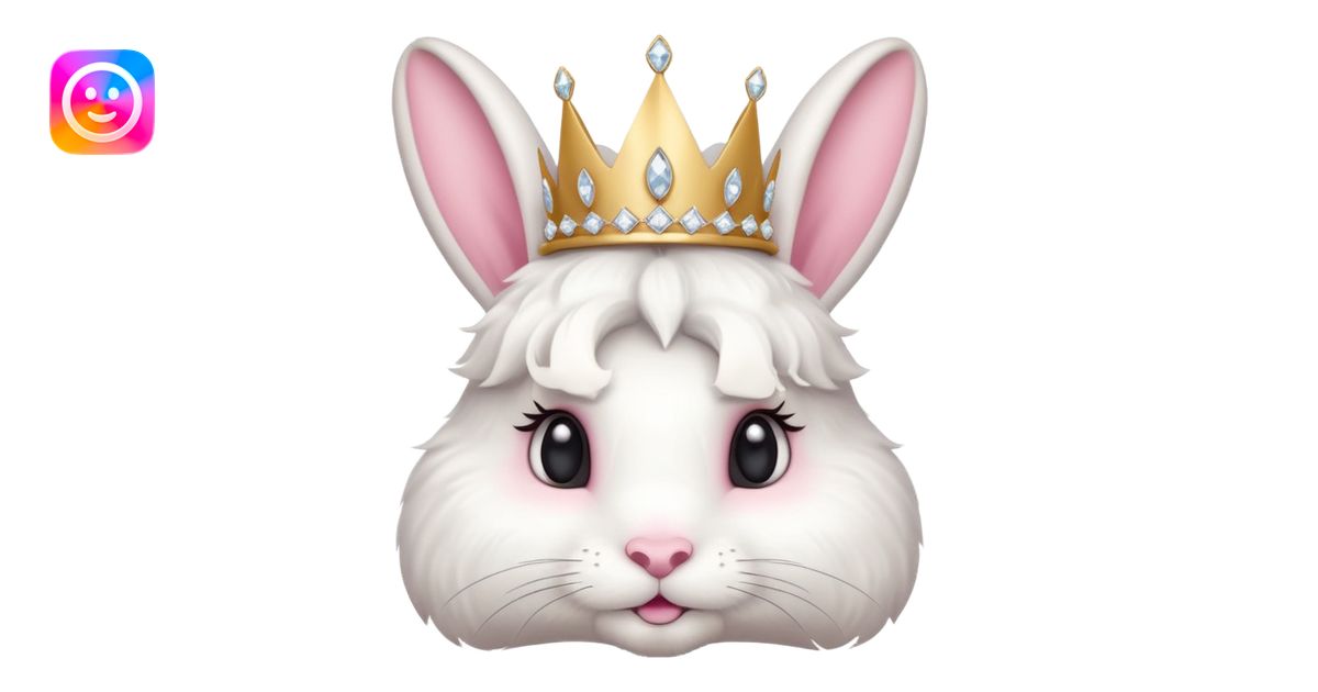 Rabbit King – fluffy white bunny with a small diamond tiara. emoji | AI ...