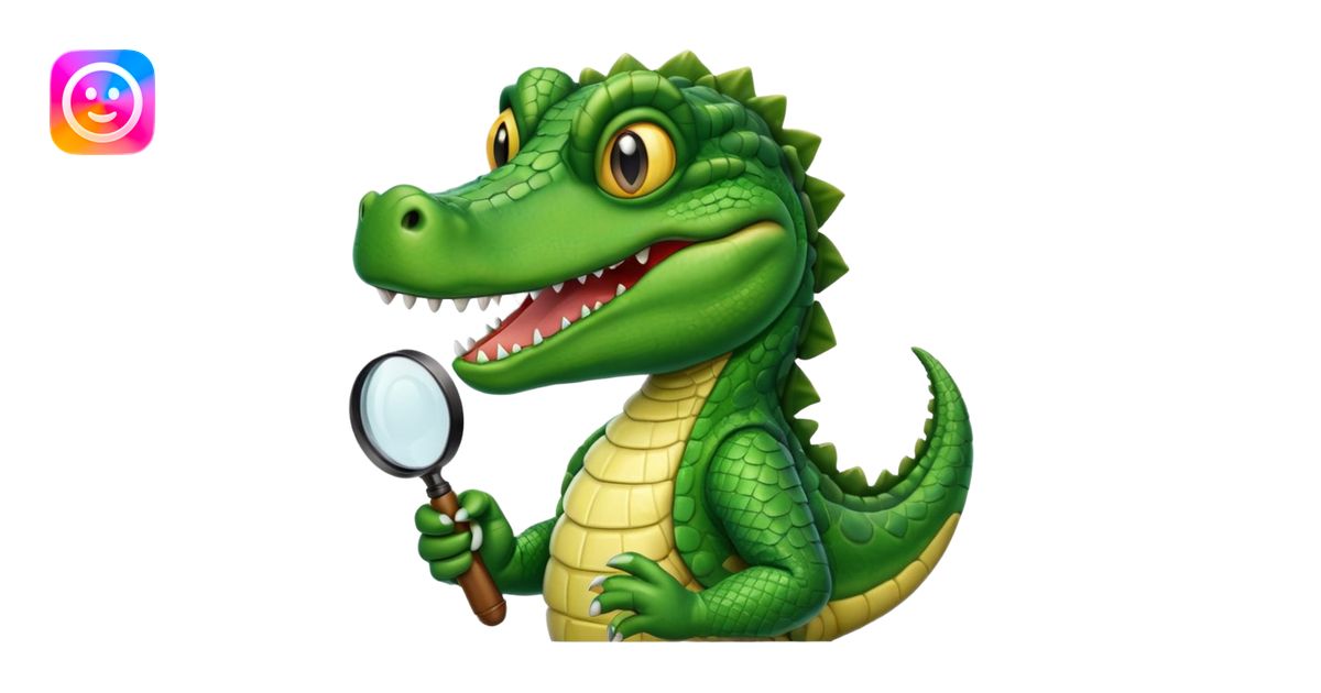 A gator with a magnifying glass emoji | AI Emoji Generator