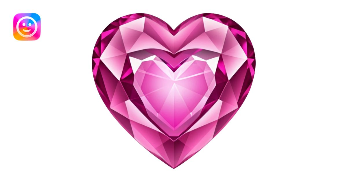 gemstone pink heart + glitter + light around emoji | AI Emoji Generator