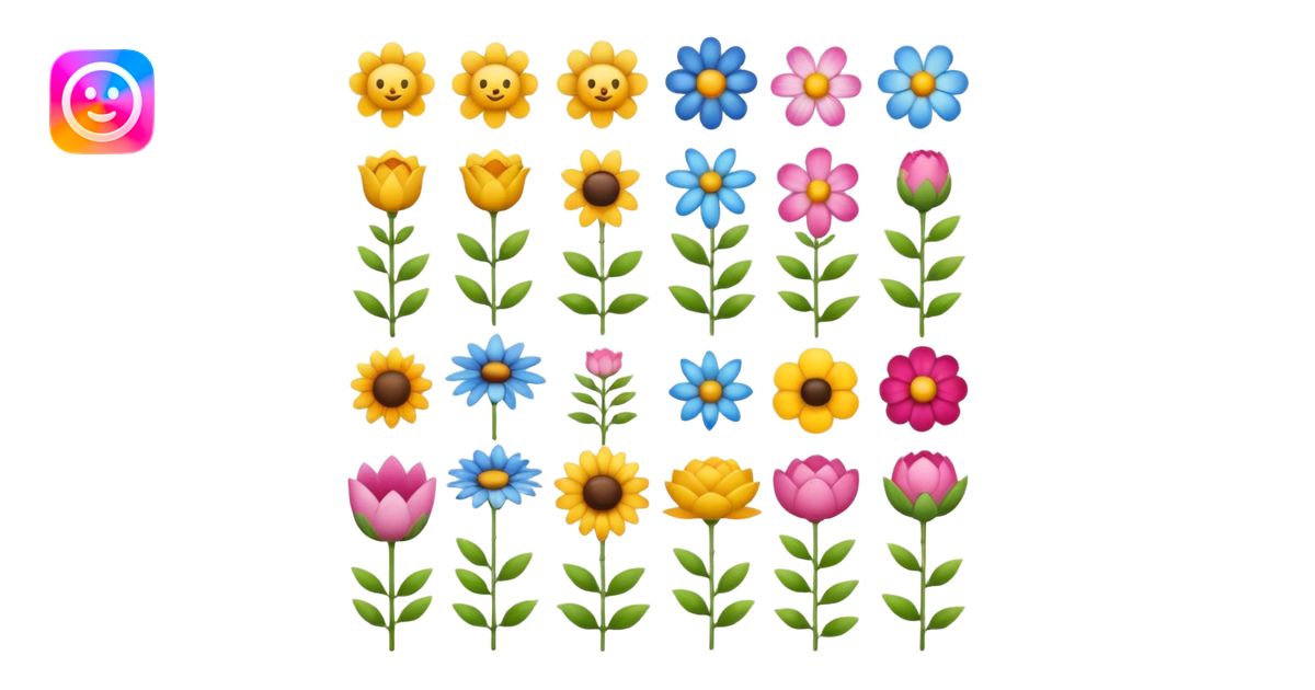 Create a set of emoji packs inspired by nature, including blooming ...