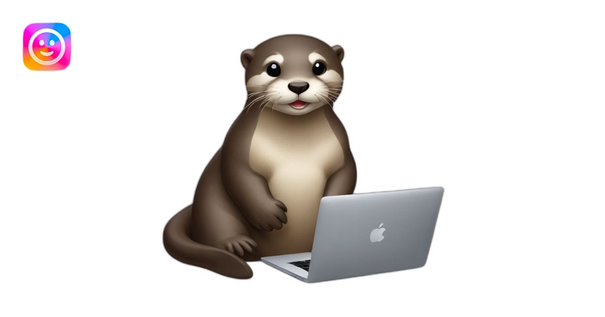 female otter lean against a pillow and use a macbook emoji | AI Emoji ...