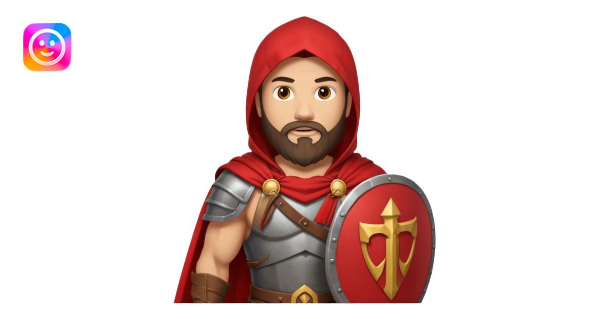 An emoji portrait of a Spartan warrior. He has a determined expression ...