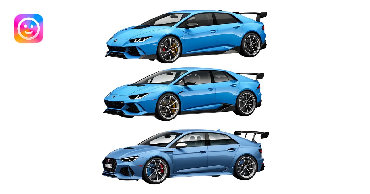 three cars lineup fromt profile forming a semi circle with a lamboghini ...