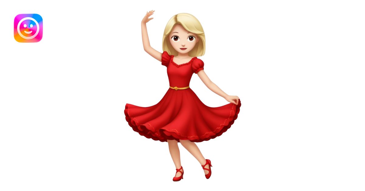 girl in red, dancing emoji | AI Emoji Generator