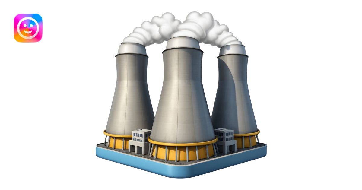 realistic nuclear power plant with 6 power units emoji | AI Emoji Generator