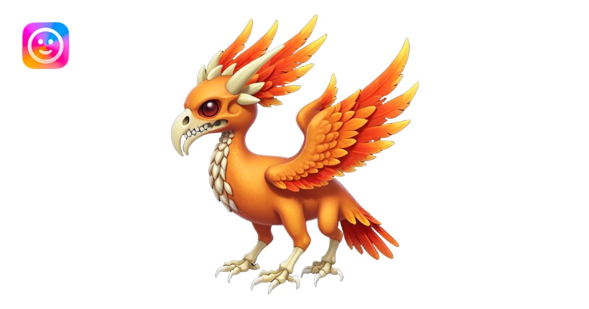 Skeletal skull-faced feathery fiery winged horned Amaura-Aurorus ...