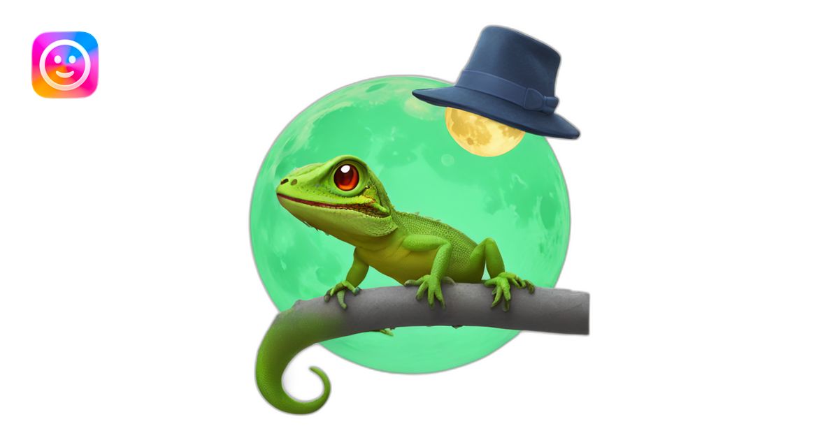 lizard wearing a hat on a moon emoji | AI Emoji Generator