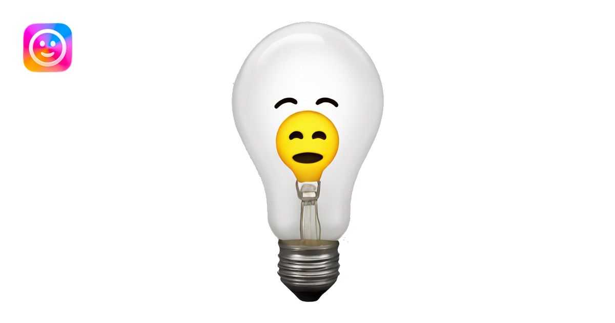 Light bulb with face on jt emoji | AI Emoji Generator