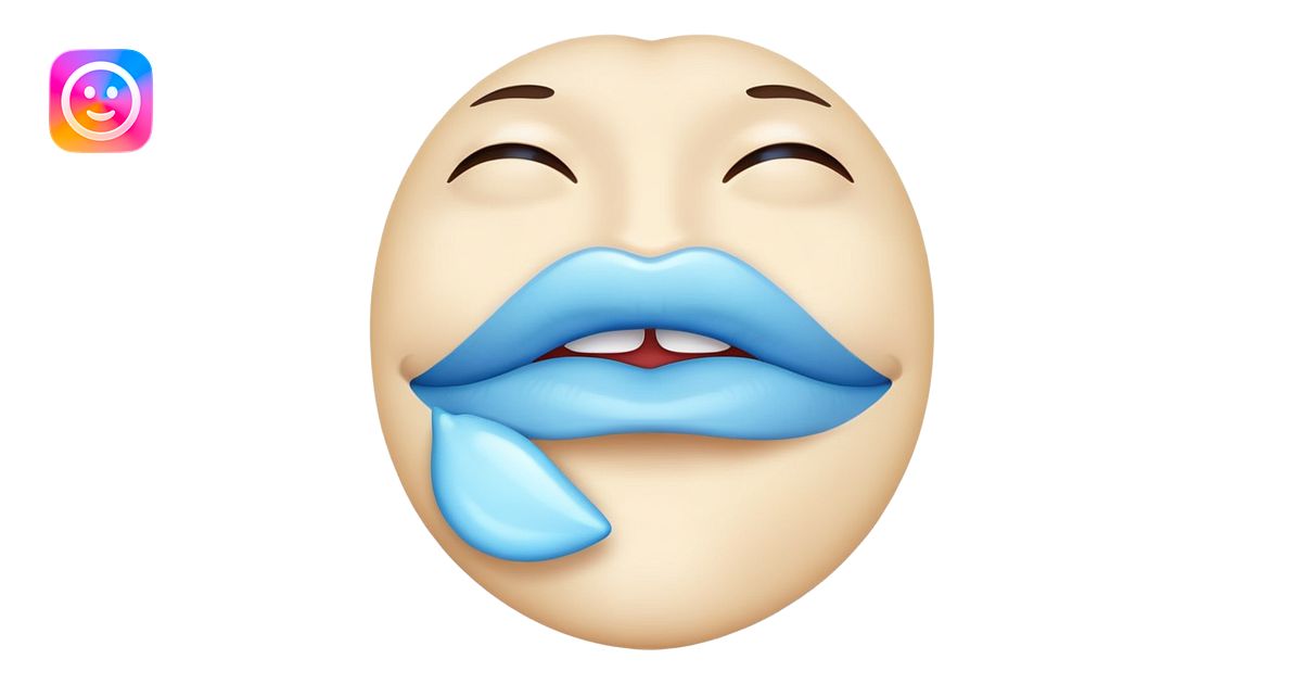 Light blue lips only, no face emoji | AI Emoji Generator