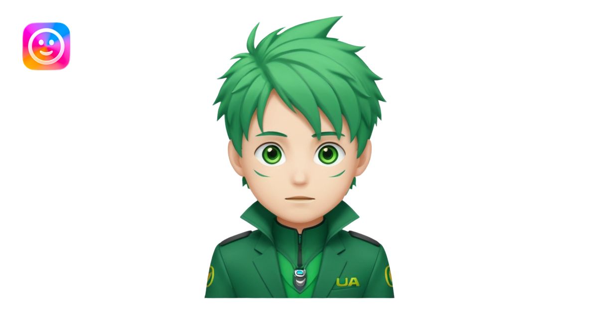 deku : boy anmie green hair green eyes in a ua suit with frenkles emoji ...