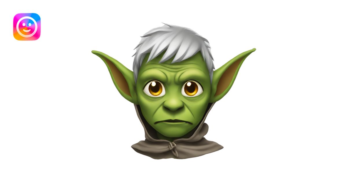 Goblin head, wearing a cape, front view emoji | AI Emoji Generator