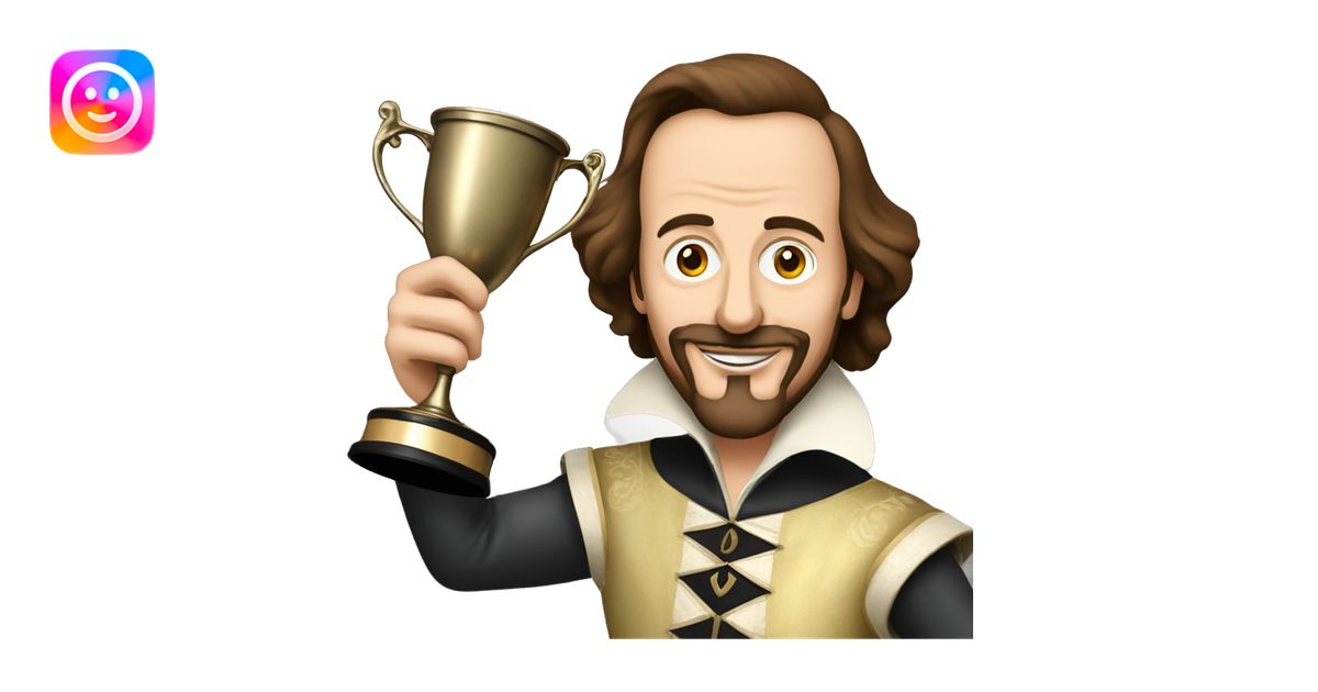William Shakespeare holds the winner's cup in his hand emoji | AI Emoji ...