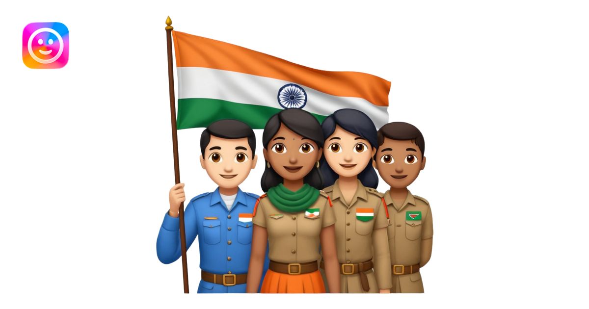 Indian Freedom fighters with the indian flag emoji | AI Emoji Generator