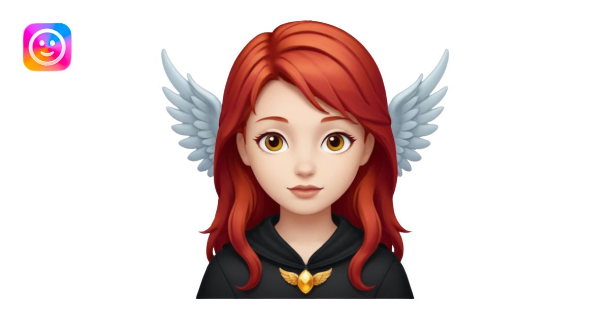 Hada, roja, con alas y unas carita mágica emoji | AI Emoji Generator