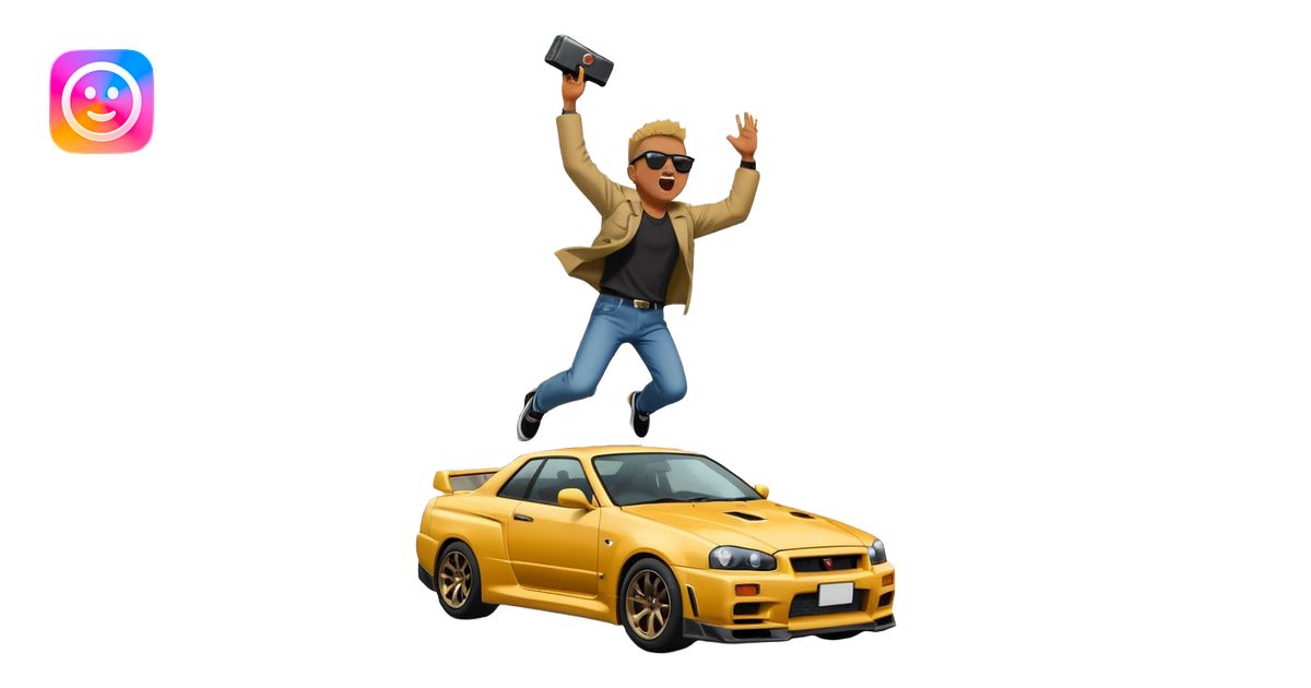Nissan Skyline R34 Gtr Fall in CLIFF Man screaming emoji | AI Emoji ...