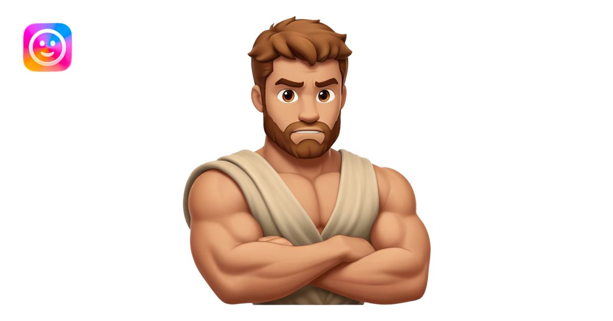 Hercules from the Disney movie, heroic pose emoji | AI Emoji Generator