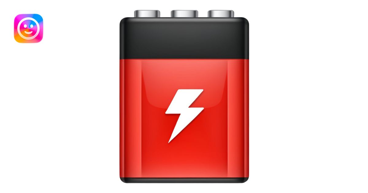 battery or battery icon with 20% charge, red area, stylized emoji | AI ...