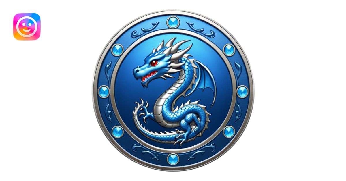 blue platinum coin with a dragon at the center emoji | AI Emoji Generator