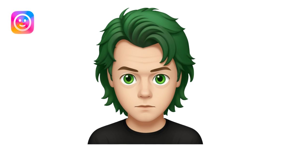 Harry Styles with green eyes emoji | AI Emoji Generator
