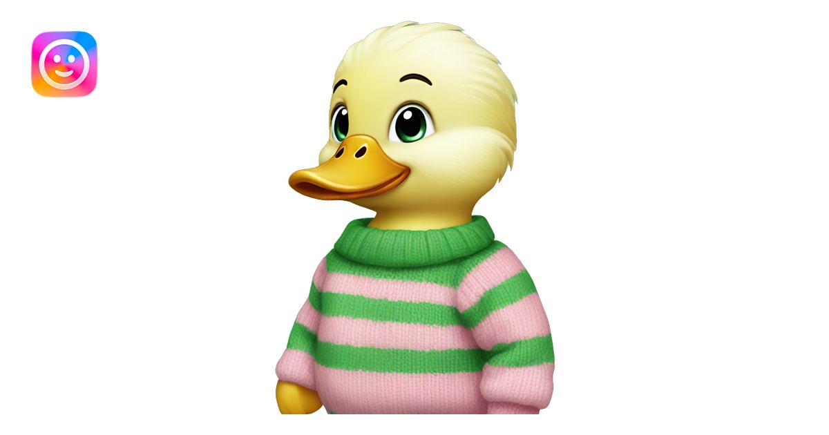 Baby duck wearing pink and green stripe sweater emoji | AI Emoji Generator