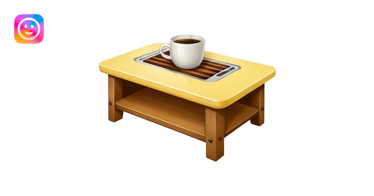 light yellow coffe table, coffee on top emoji | AI Emoji Generator