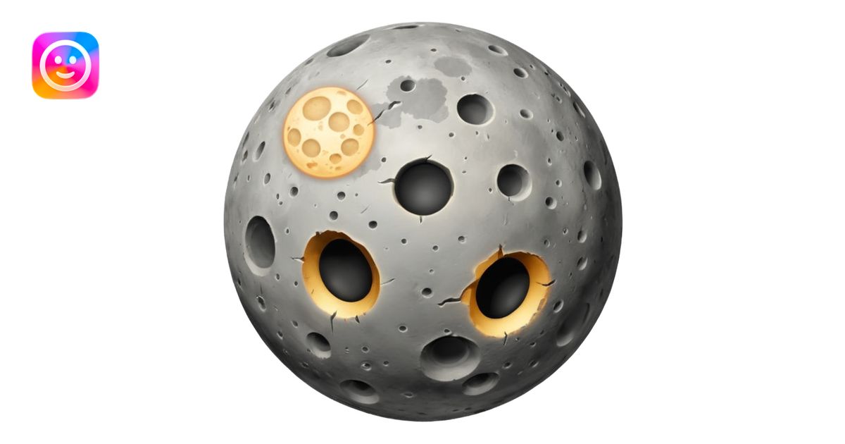 Planet Mercury emoji, round, moon-like gray ball, scarred with impact ...