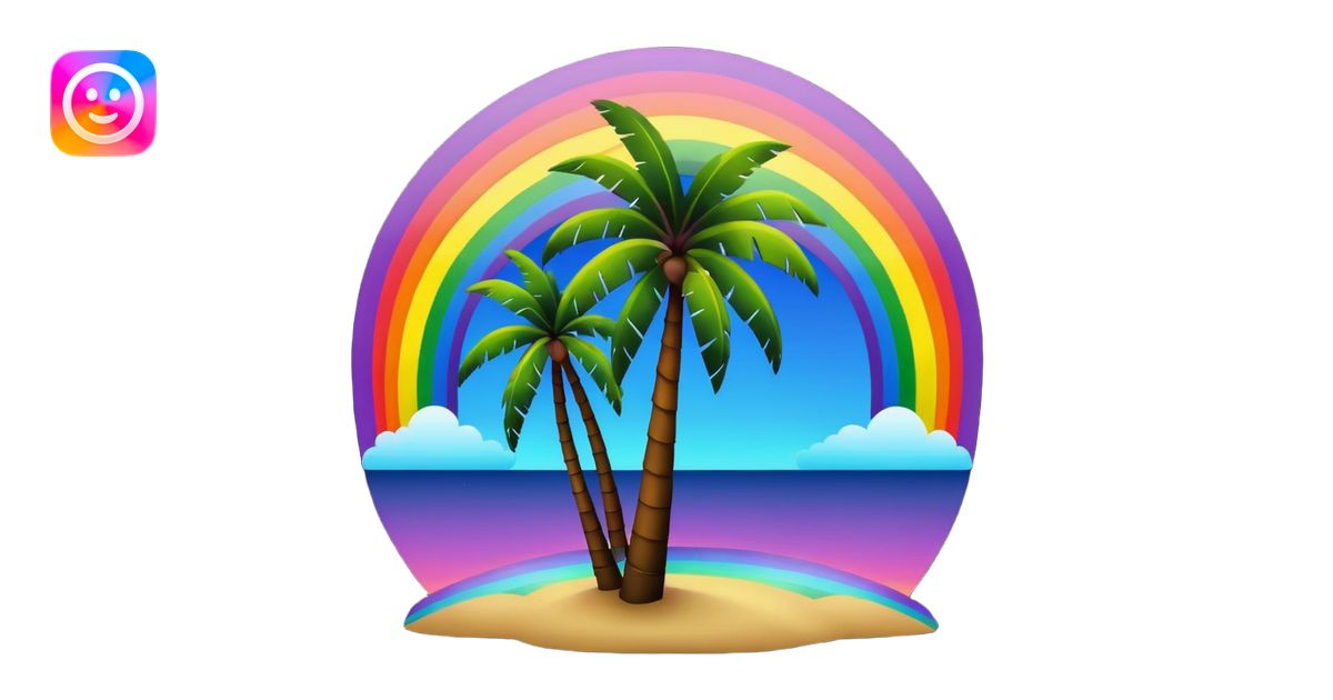 Palmera de negro con un arcoiris de fondo en la noche emoji | AI Emoji ...