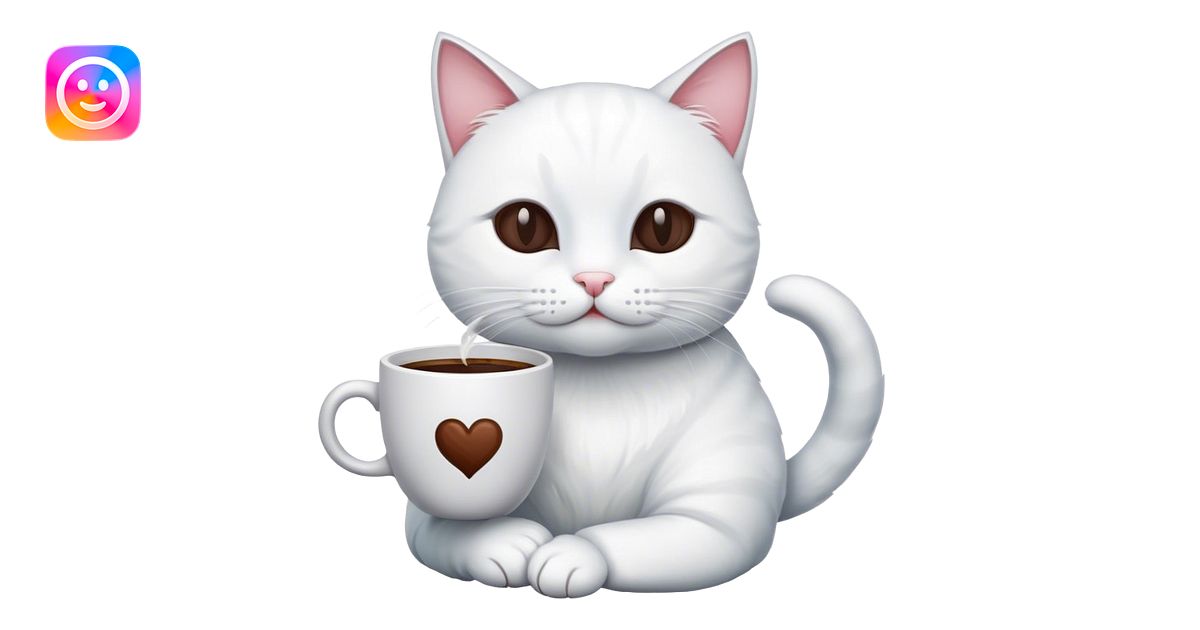 white cat with a coffee emoji | AI Emoji Generator