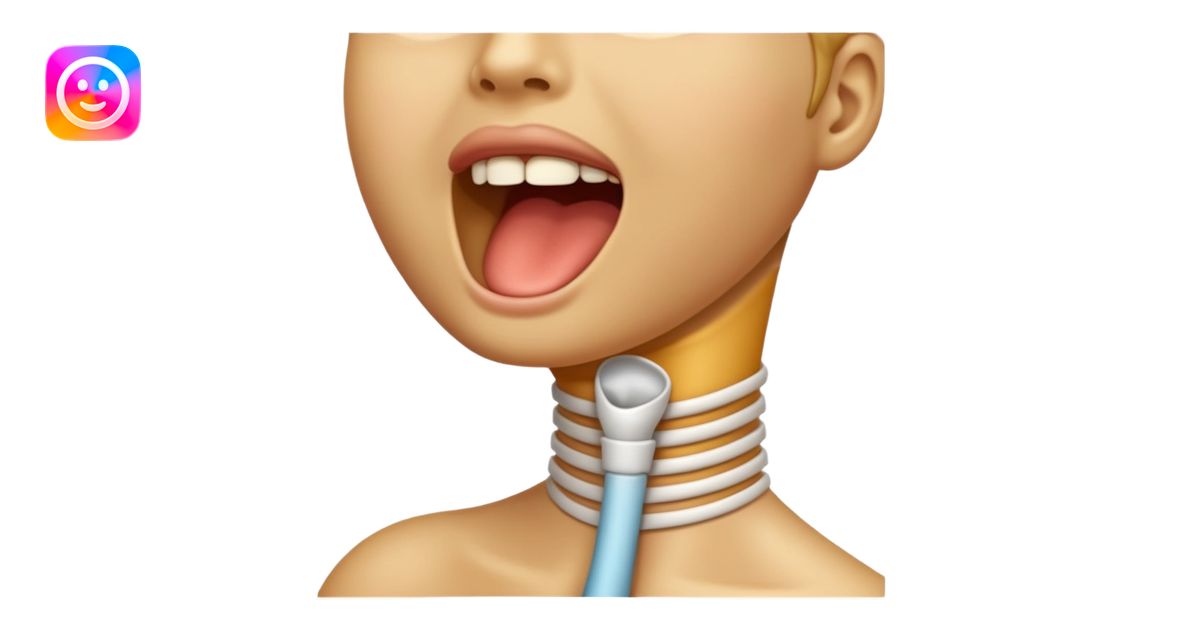 a clean, detailed emoji of a human throat, showing the neck front with ...