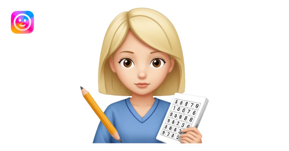 Girl Sudoku Problem-Solving on the new paper, side view. emoji | AI ...