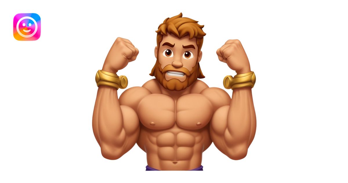 Hercules from the Disney movie, flexing muscles emoji | AI Emoji Generator
