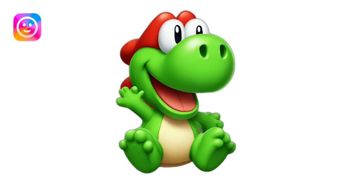 YOSHI from MARIO sitting with red shoes on emoji | AI Emoji Generator