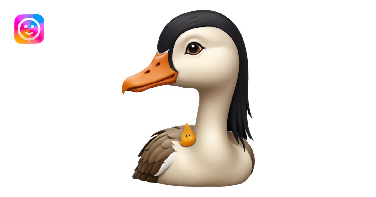 goose with long black hair and bangs emoji | AI Emoji Generator