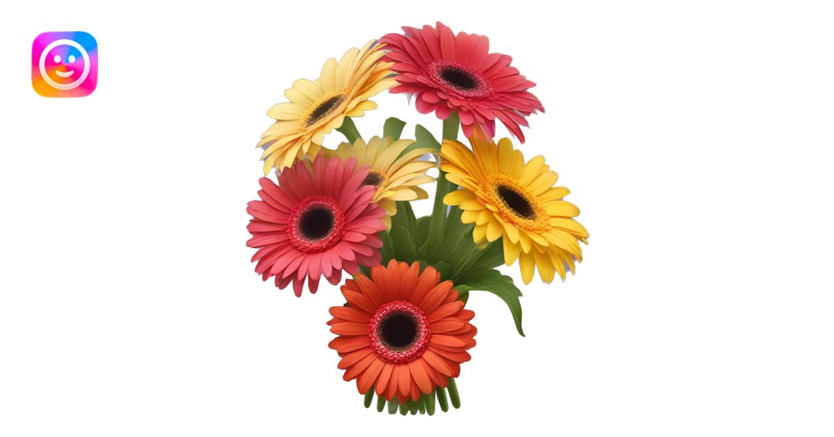 Three gerbera in a bouquet emoji | AI Emoji Generator