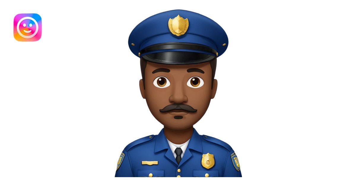black men with mustache wear police's uniform emoji | AI Emoji Generator