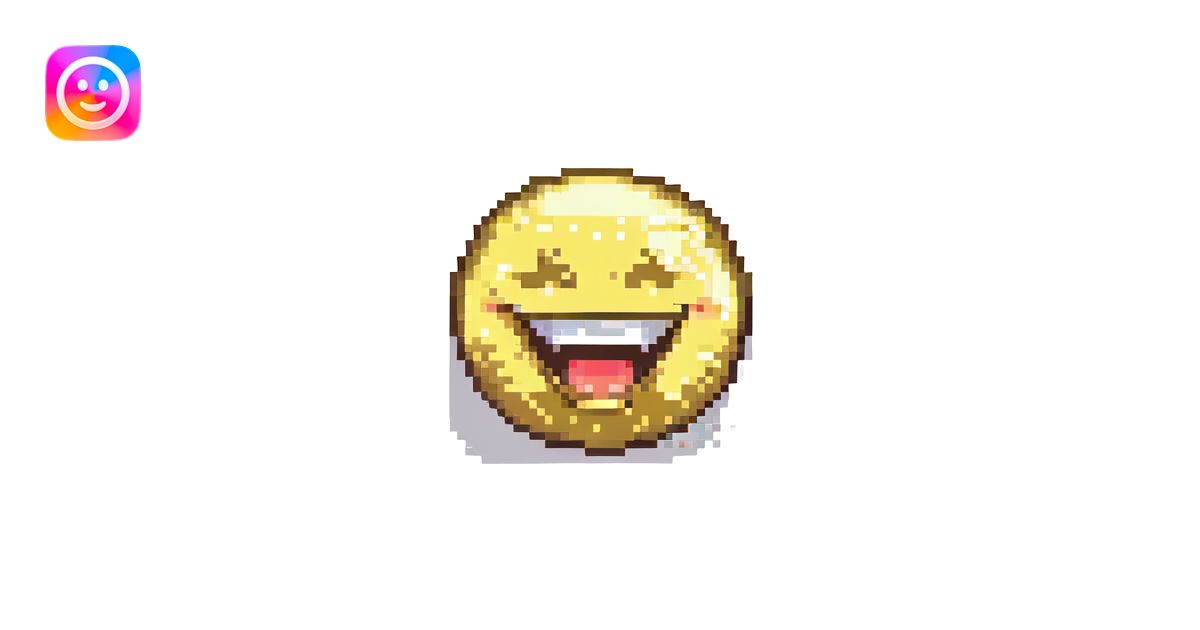 A laughing emoji in the style of the reference image, pixel art style ...