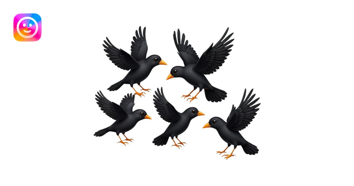 Flying in one line multiple black birds emoji emoji | AI Emoji Generator