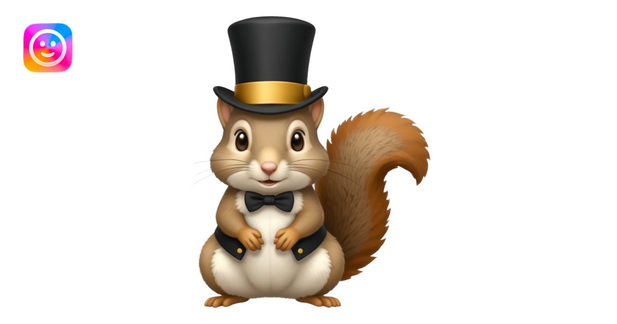 Gray squirrel with a tophat emoji | AI Emoji Generator