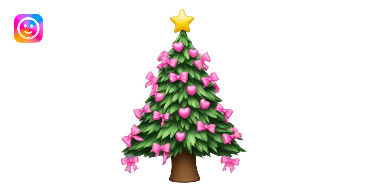 christmas tree with pink bows emoji | AI Emoji Generator