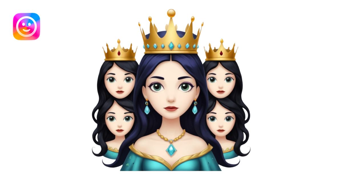 beautiful queen hydra sea witch with seven heads and a crown on the ...