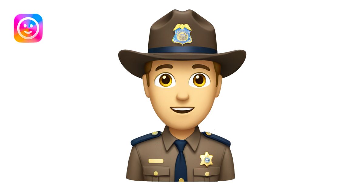 Caucasian state trooper with brown campaign hat emoji | AI Emoji Generator