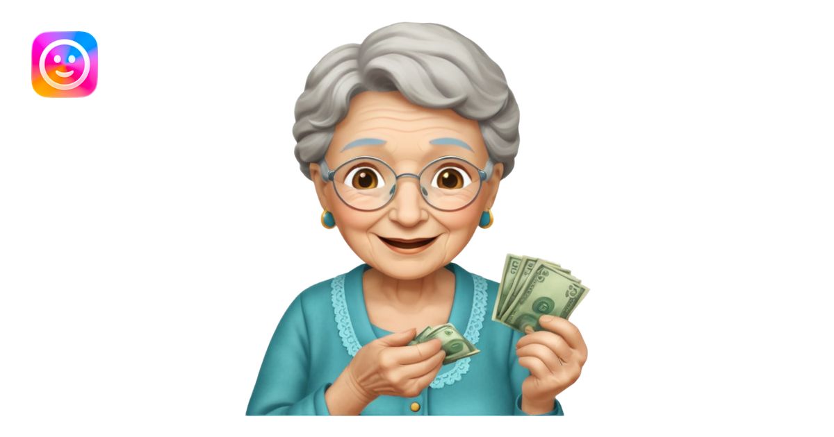 the granny should be counting money emoji | AI Emoji Generator