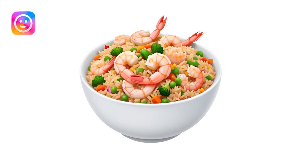 Pink Spicy shrimp fried rice in a bowl emoji | AI Emoji Generator