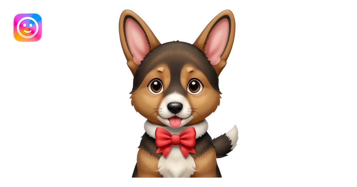 German shepherd puppy with a bow in the neck, like a gift. With the ...