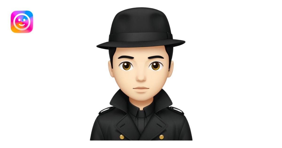 Neo from The Matrix with light skin, black hair, black outfit emoji ...