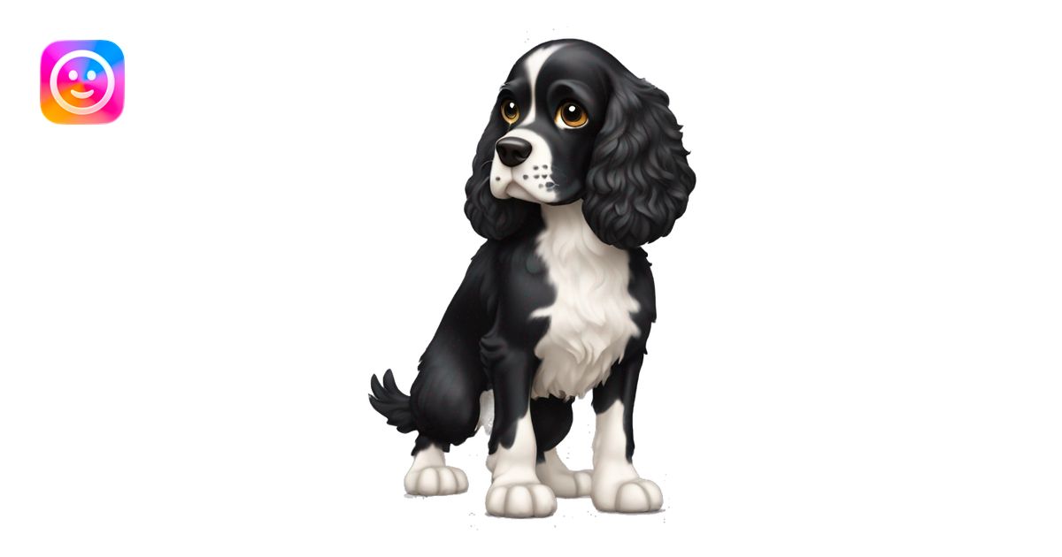 Black cocker spaniel standing full pose emoji | AI Emoji Generator