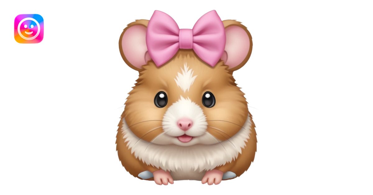 cute hamster wearing a bow on its head emoji | AI Emoji Generator